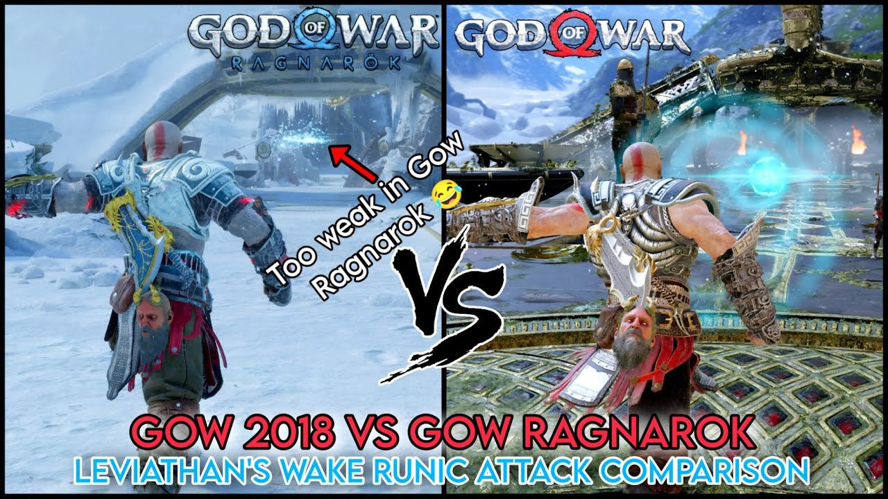 GOW 2018 VS GOW RAGNAROK LEVIATHAN'S WAKE RUNIC ATTACK COMPARISON - YouTube