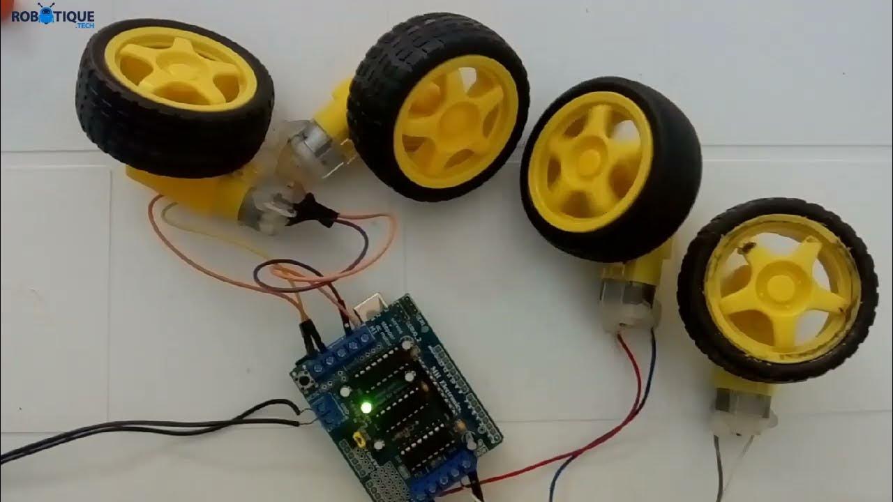 commander 4 moteurs par Arduino et Shield L293D - YouTube