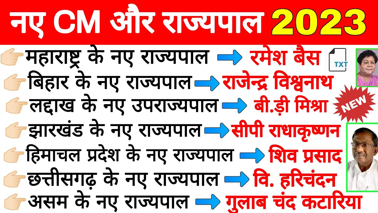नए CM और राज्यपाल 2023 | CMs & Governors of India 2023 | All States ...
