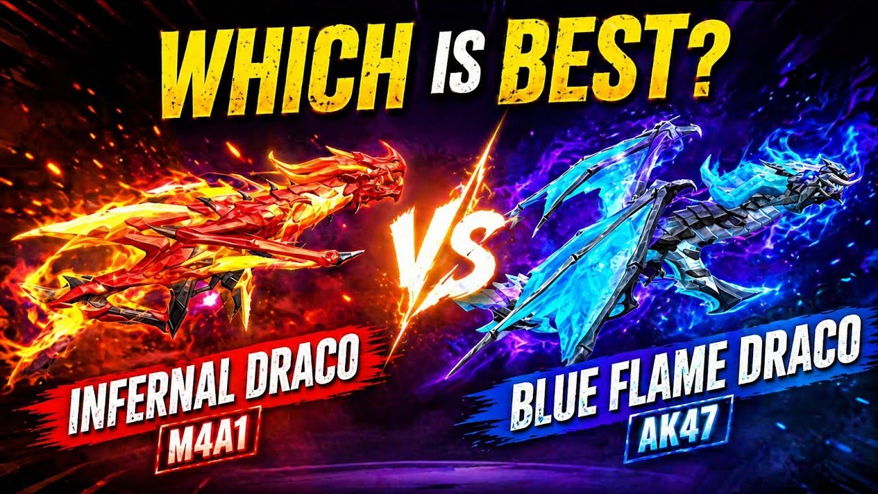 INFERNAL DRACO M4A1 VS BLUE FLAME DRACO AK47 DAMAGE ABILITY TEST | FREE ...