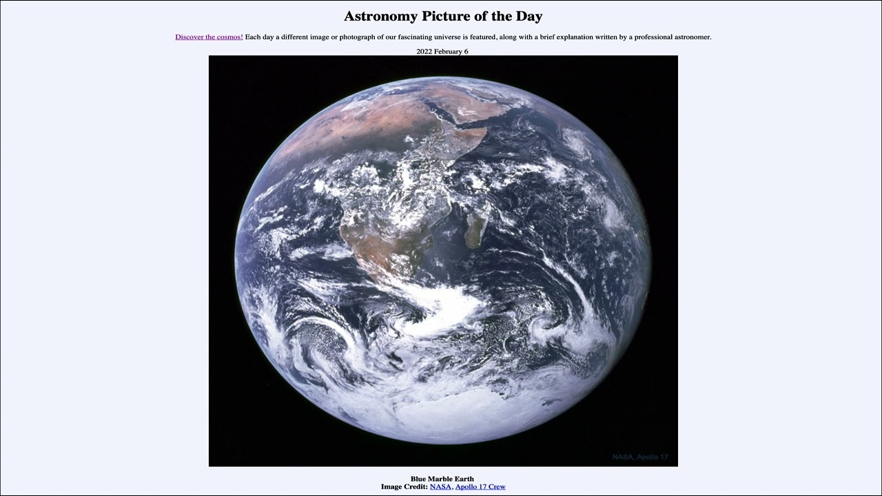 Nasa Blue Marble 2022