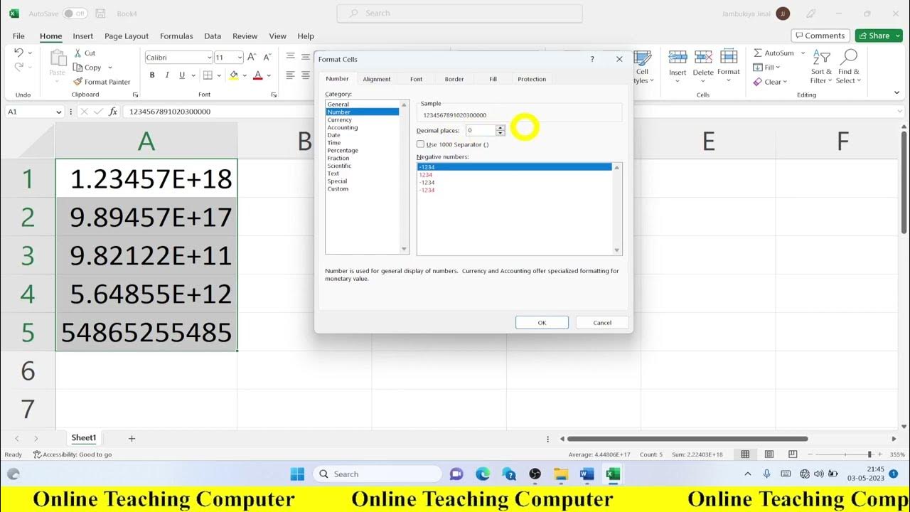 Change Number Format in MS Excel #onlineteachingcomputer #2023 #excel #computer - YouTube