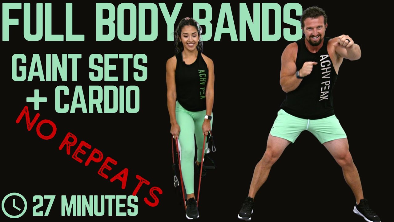 Full Body Resistance Band Workout - Giant Sets and Cardio Workout - YouTube