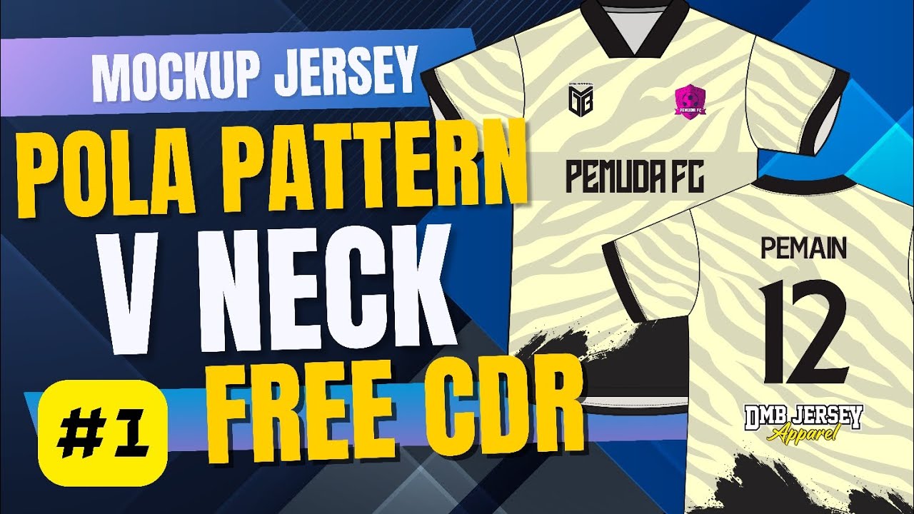 MOCKUP JERSEY POLA PATTERN V NECK | FREE CDR #1 - YouTube