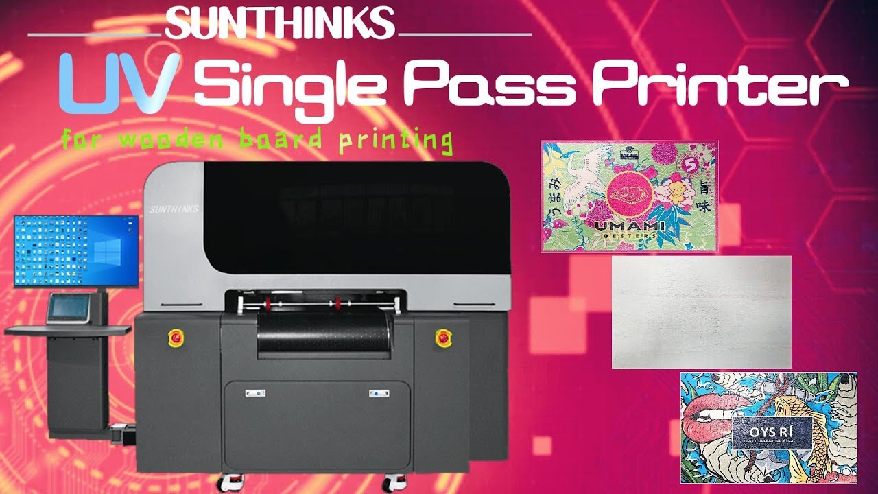 Sunthinks A4 UV Single Pass Printer For Wooden Board Printing. - YouTube