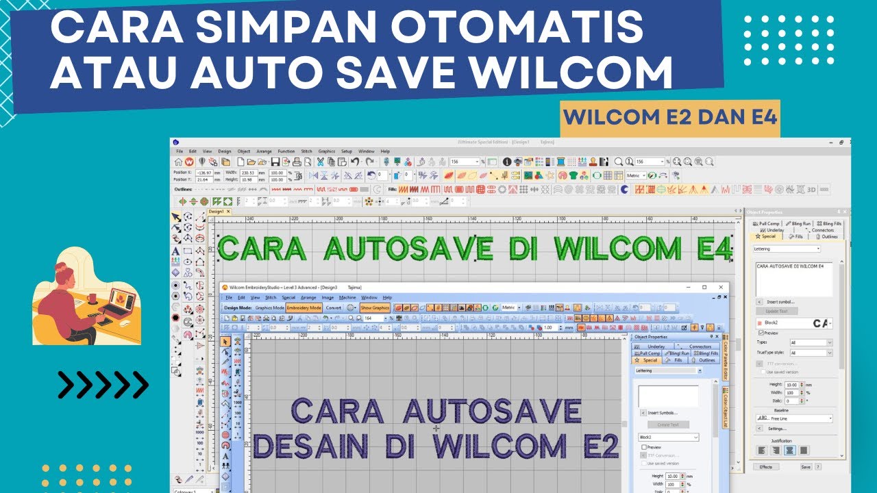 Cara Auto save atau simpan otomatis desain Wilcom e2 dan Wilcom e4 - YouTube