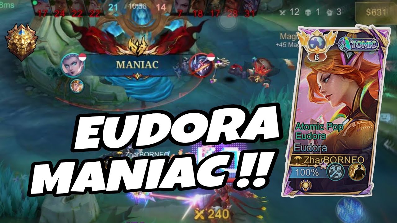 EUDORA MANIAC !!! Best Build & Emblem TOP GLOBAL EUDORA 2024 - Mobile ...