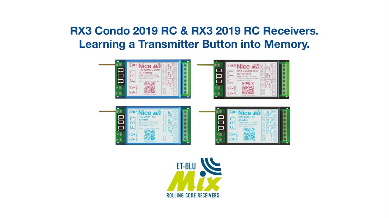 Nice Receiver: RX3 / Condo - Programming of a transmitter - YouTube