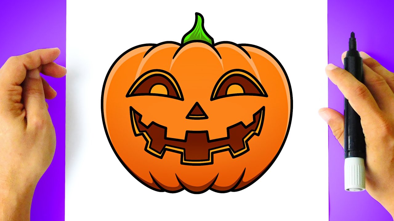 How to DRAW a HALLOWEEN PUMPKIN - Drawing Tutorial - YouTube