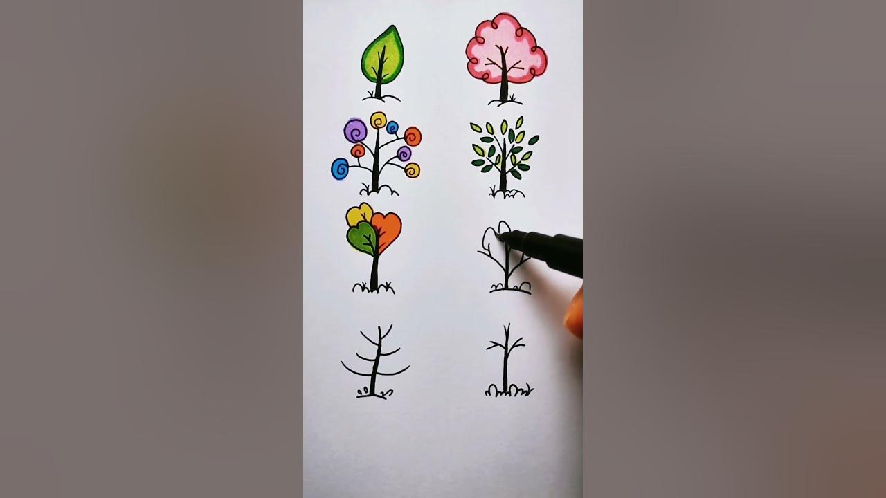How to draw simple trees.#shorts - YouTube