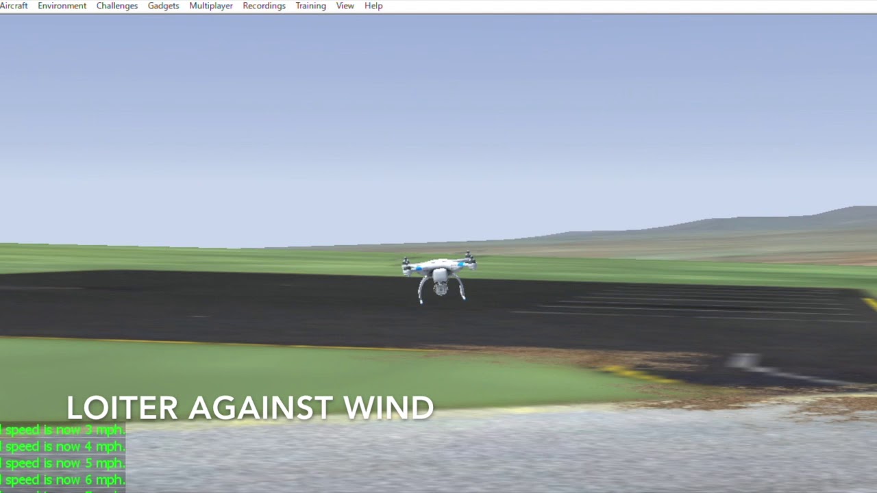 ArduPilot Loiter flight mode of quadcopter against wind in RealFlight8 ...