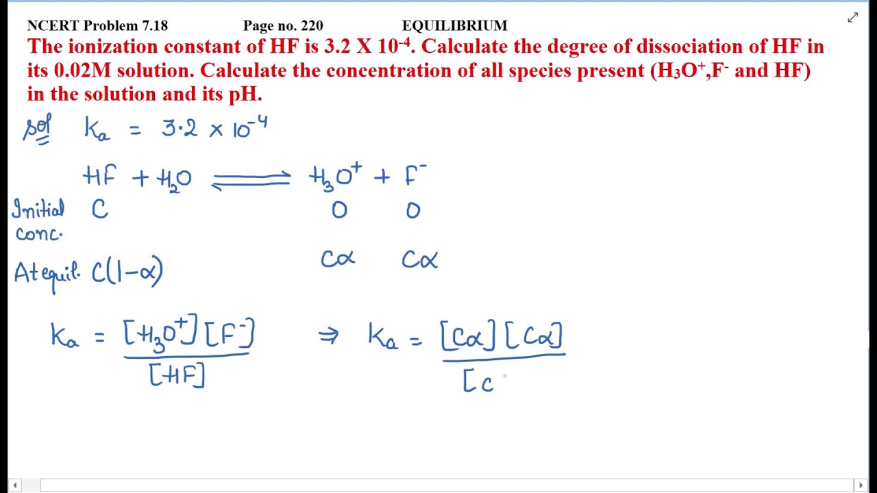 The Ionization Constant Of HF Is 3 2 X 10 4 Calculate The Degree Of Dissociation Of HF In Its The Ionization Constant Of HF Is 3 2 X 10 4 Calculate The Degree Of Dissociation Of HF In Its