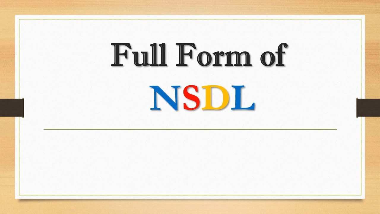 Full Form of NSDL || Did You Know? - YouTube