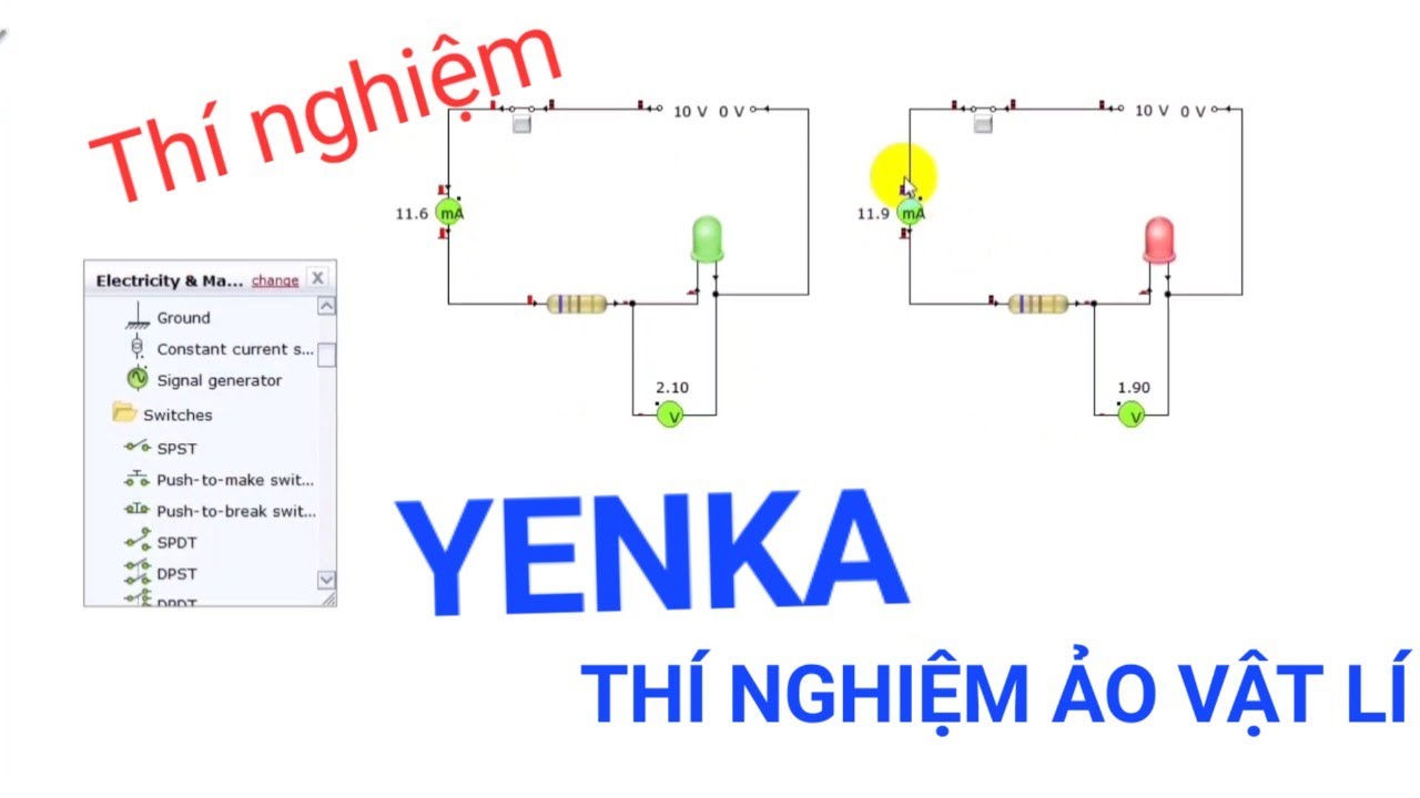 Tạo thí nghiệm Bài điện trở - định luật ôm bằng thí nghiệm ảo yenka - YouTube