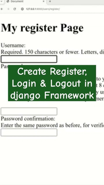 how to create Register, login and logout #djangoframework #registration #login #register #python ...