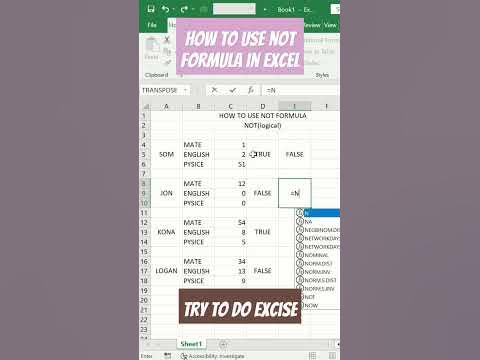 How To Use Not Formula In Excel Easy Step #excel - Youtube