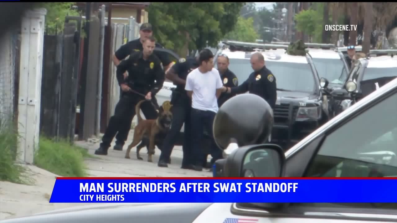 Man Surrenders After Swat Standoff in City Heights - YouTube