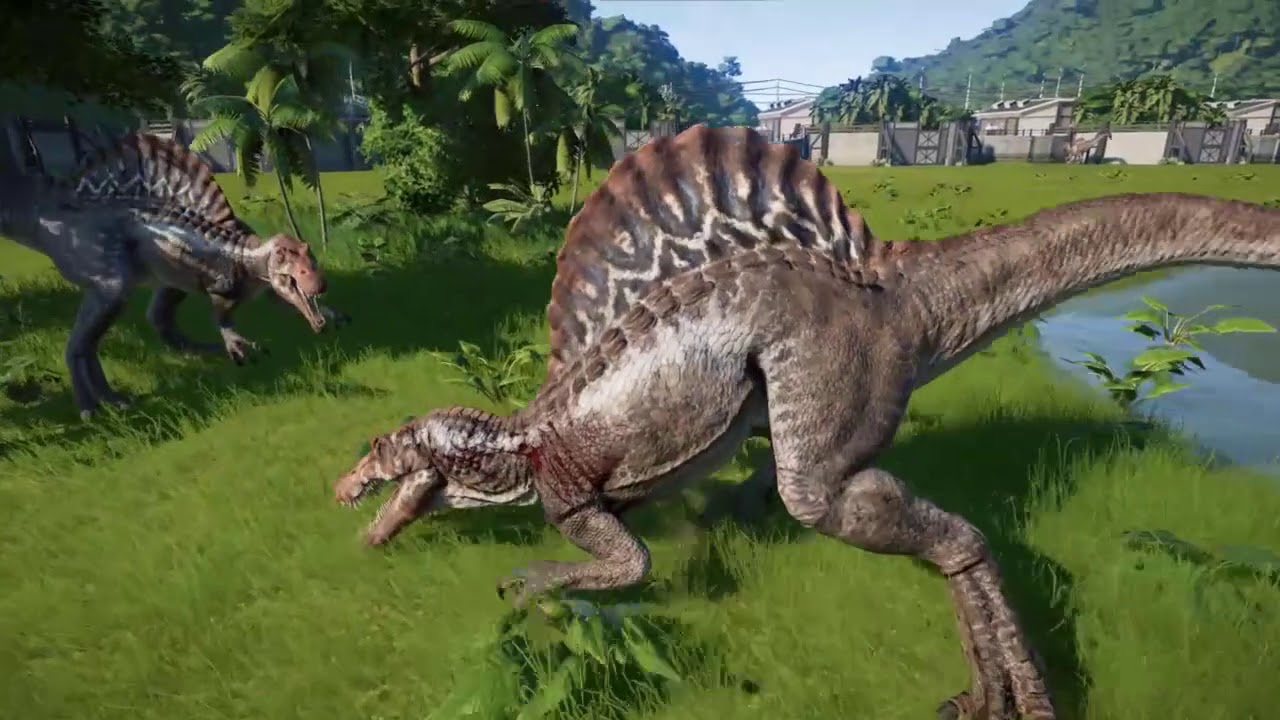 Jurassic World Evolution Spinosaurus vs Spinosaurus Fighting - YouTube
