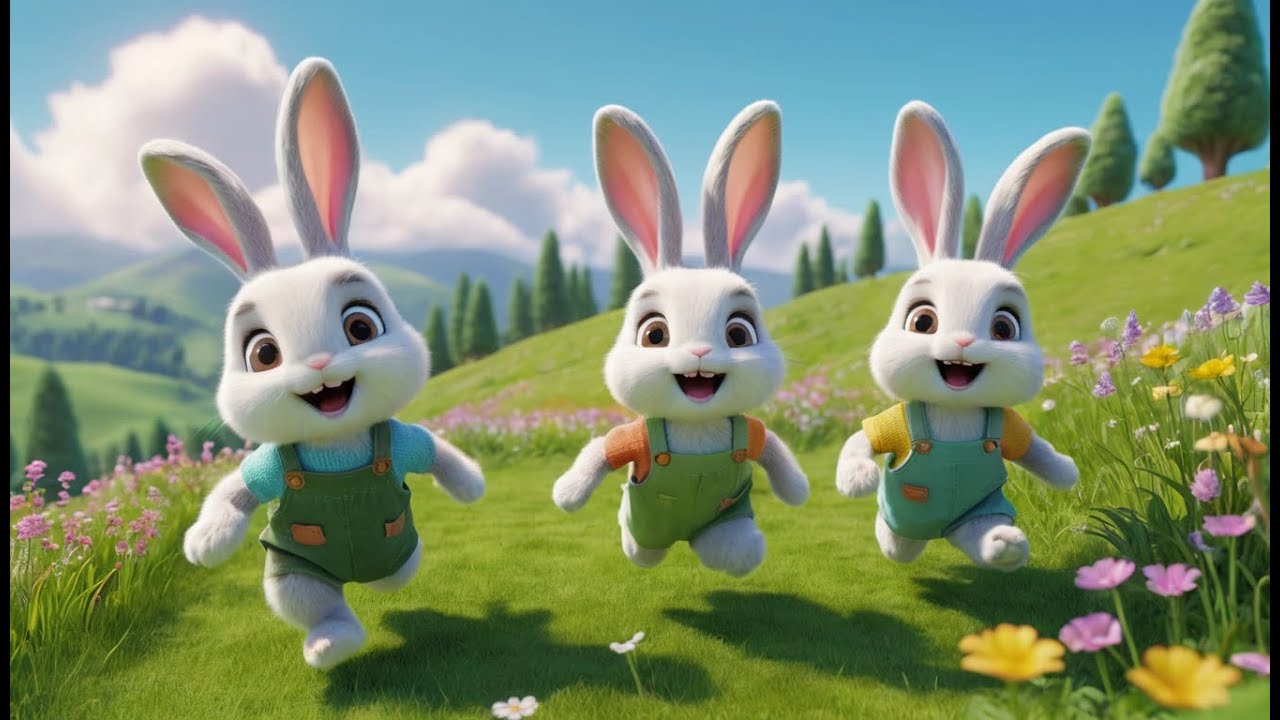 Five Little Bunnies Jumping on the Ground | Fun Bunny Counting Song ...