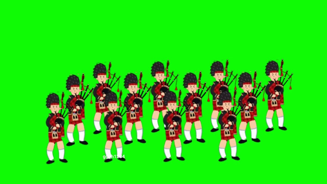 Scottish Bagpipe band in green screen - YouTube