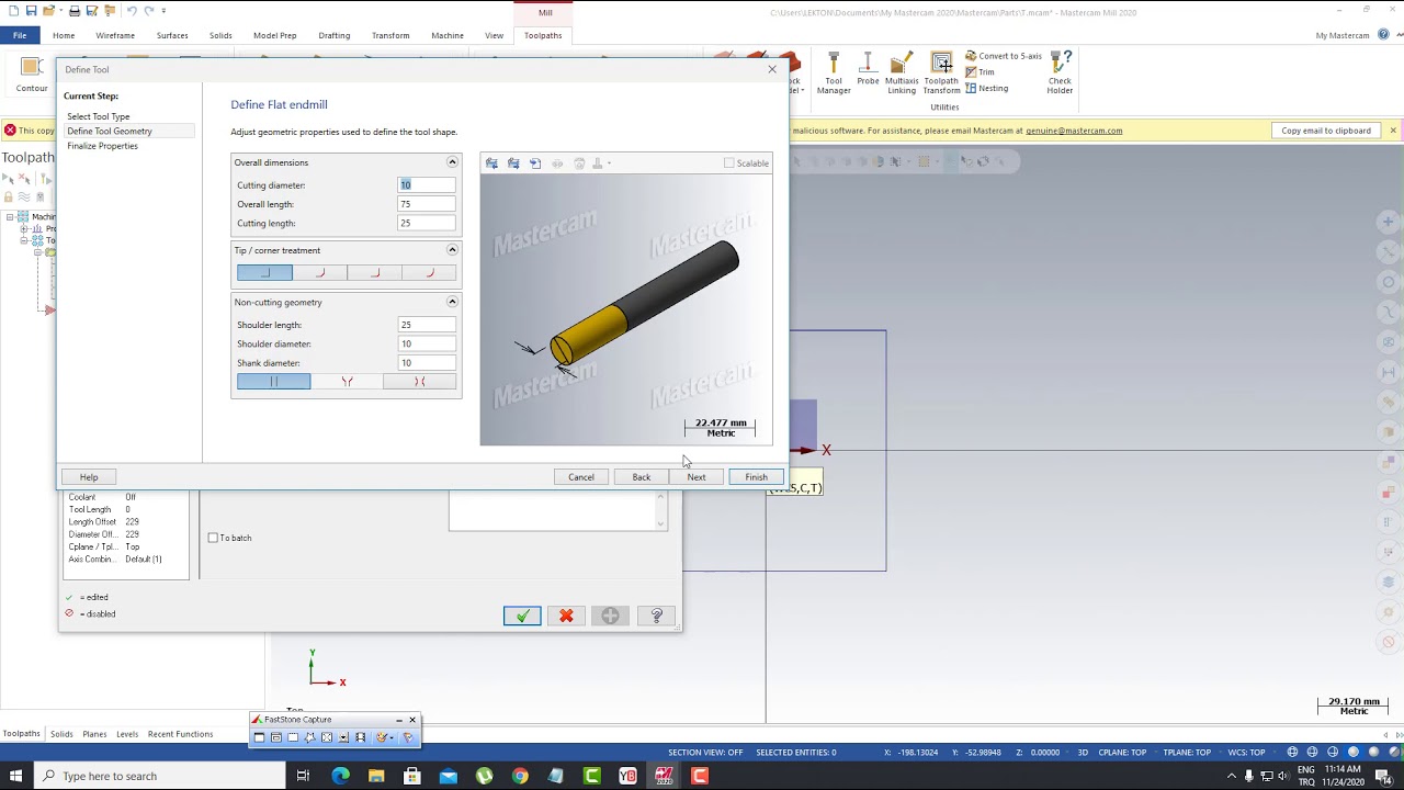 Mastercam in A minute Face Toolpath - YouTube