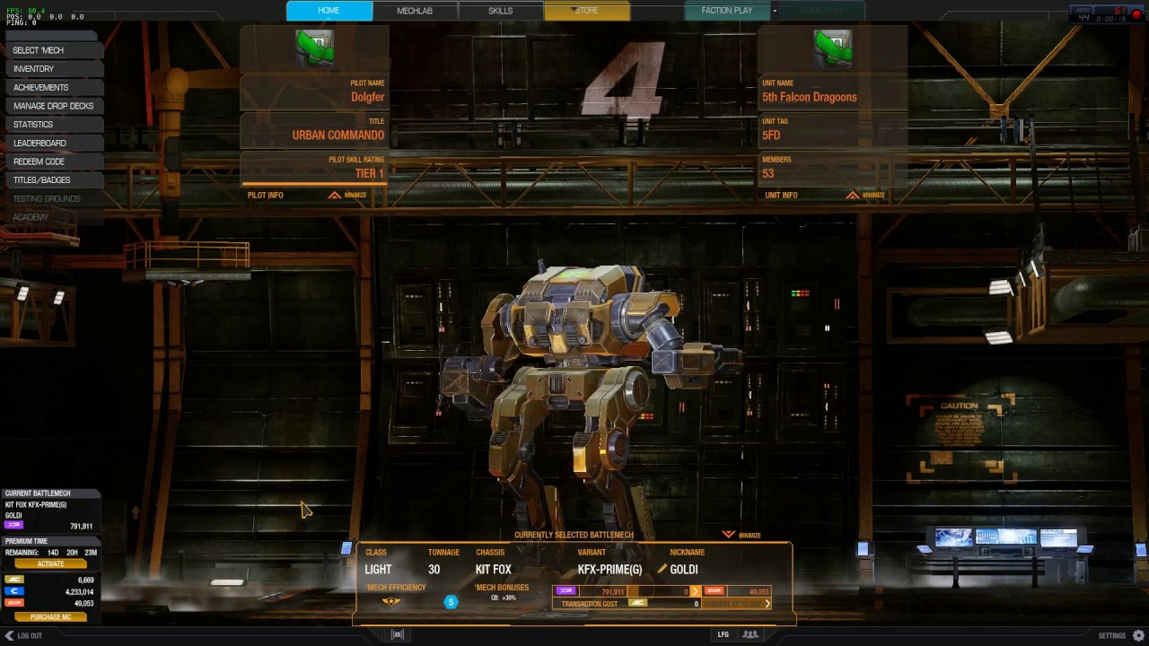 MWO - Gold Mech - Kit Fox - YouTube