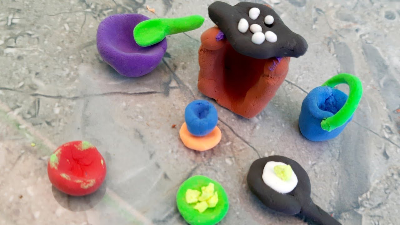 Mini Kitchen Set by using clay| clay Creativity - YouTube