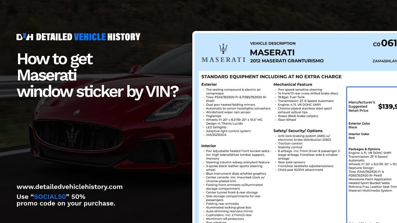 HOW TO GET MASERATI WINDOW STICKER BY VIN | MSRP, Mechanical Features ...