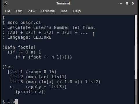 REXX, CLOJURE and RUST Programs to calculate Euler's Number, e. - YouTube