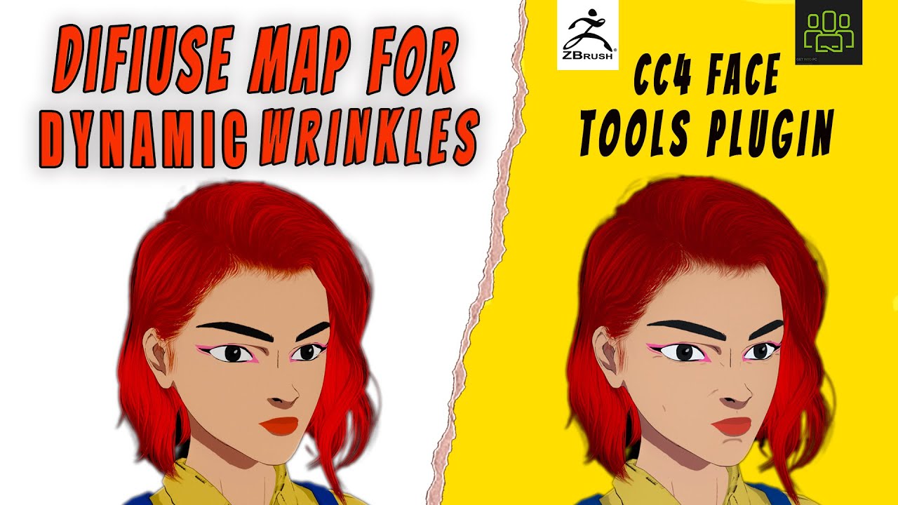 How to diffuse map for dynamic wrinkles ( cc4- zbrush ) - YouTube