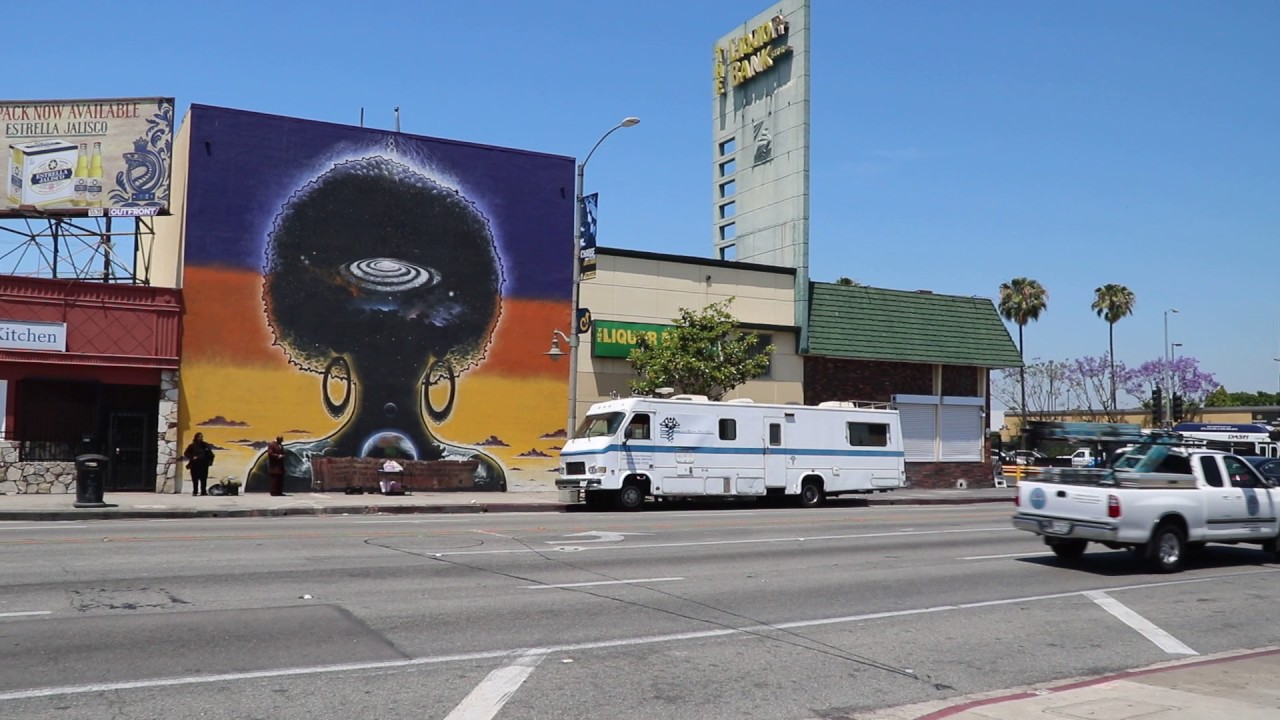 Stocker and Crenshaw Mural of Woman and Afro - YouTube