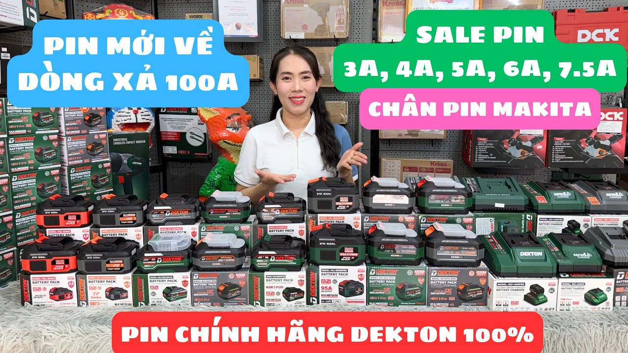 🔴Sale pin Dekton mới về 7.5A, 6A, 5A, 4A, 3A kèm sạc S20, S40, S65 ...