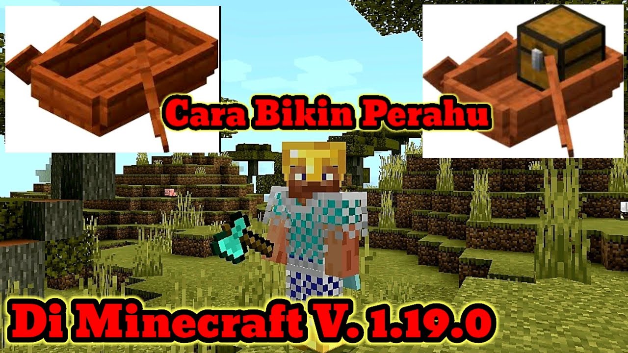 Cara membuat perahu di minecraft - minecraft survival V.1.19.0 - AA - YouTube