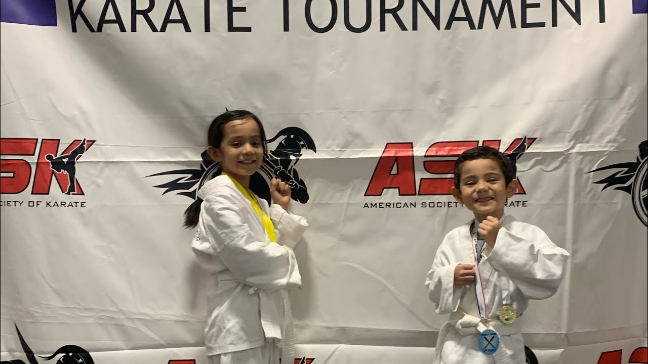 Girl wins first white belt karate tournament - YouTube