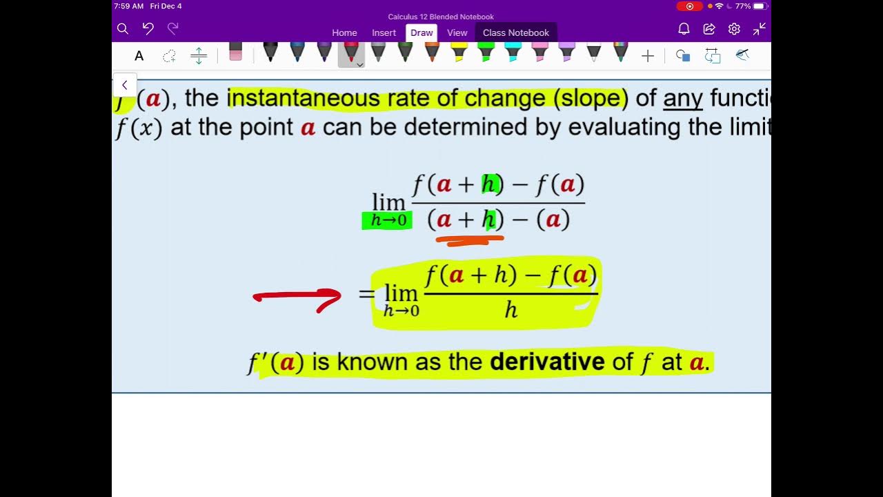Calculus 12 Lesson 2.7 "Derivatives as Rates of Change I" - YouTube