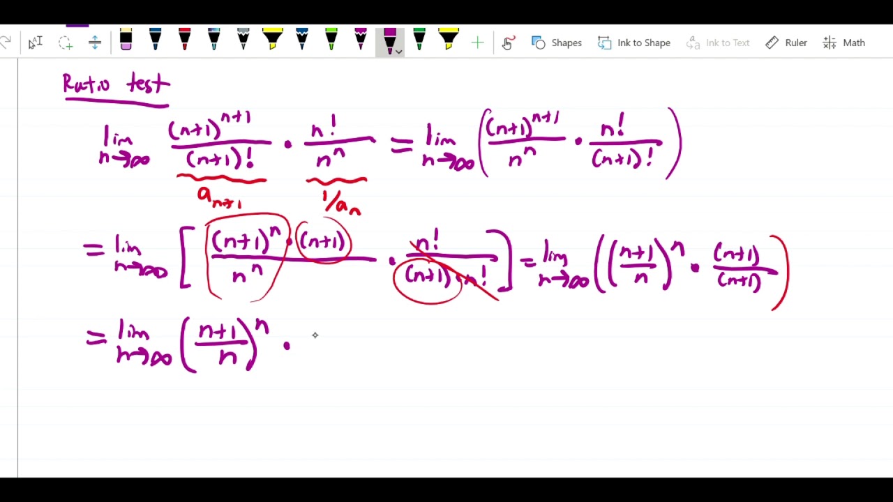 Absolute convergence, ratio and root tests n to the n over n factorial ...