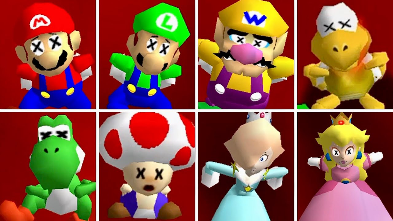 Famous Mario Characters Burning in LAVA Animations in SM64 - YouTube