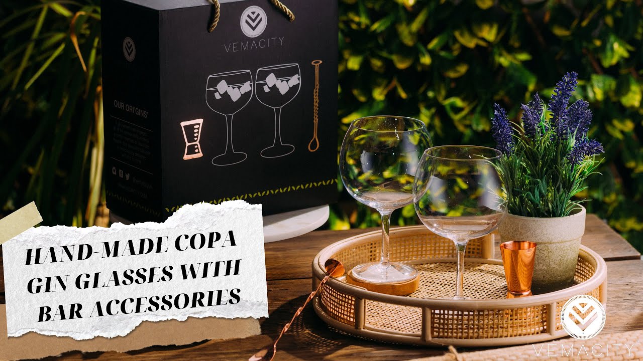 Hand-made Copa Gin Glasses With Premium Bar Accessories - YouTube