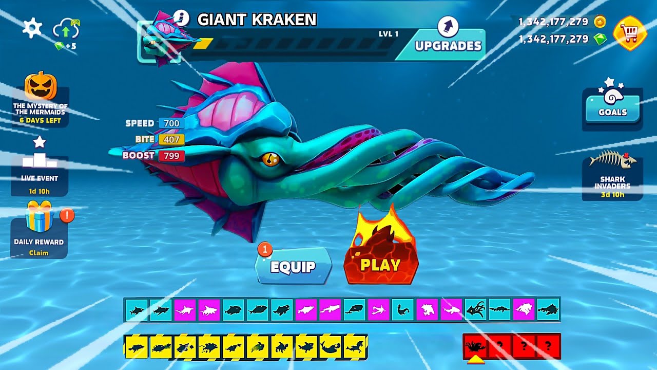 GIANT KRAKEN SHARK UNLOCKED AND EAT ALL ENEMY SHARK - BIG SHARK ...