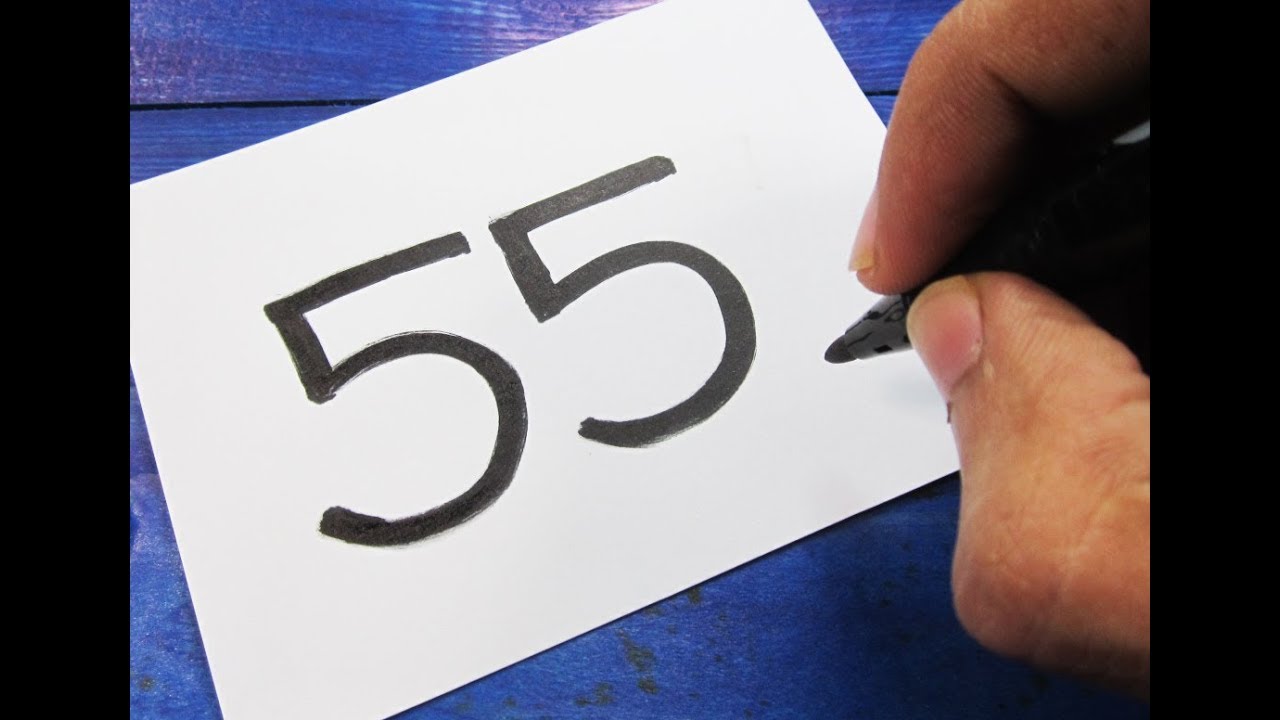 How to turn Number 55 into a Cartoon DORAEMON ! Learn drawing art on ...