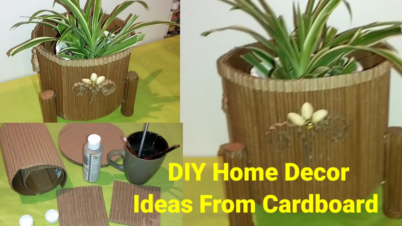 DIY Home Decor ideas From Cardboard | Beautiful planter from cardboard ...