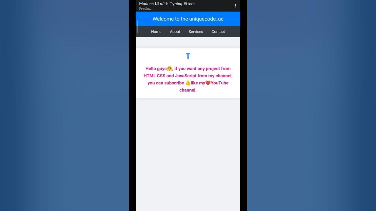 Modern Ui With Typing Effect Html Css Javascript Beginnerscoding Easycoding Popular