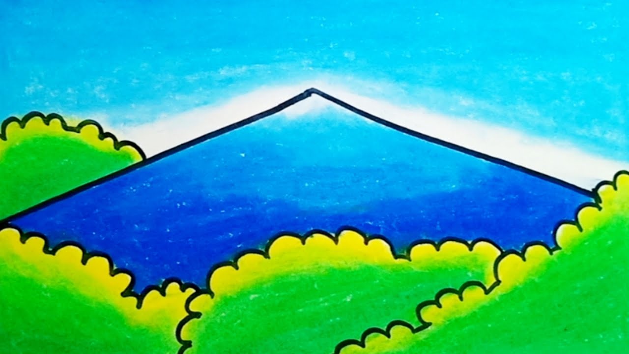How To Draw Forest And Mountain Scenery Easy Step By Step For Kids ...