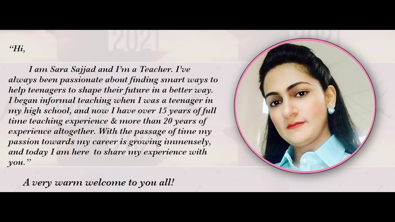 Sara Sajjad Brief Intro - YouTube