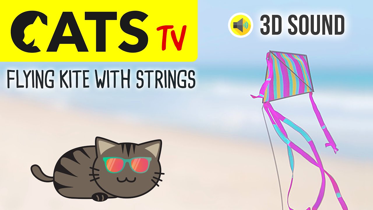 CATS TV - Realistic KITE 🪁 with strings - 3 HOURS (Games for cats to ...
