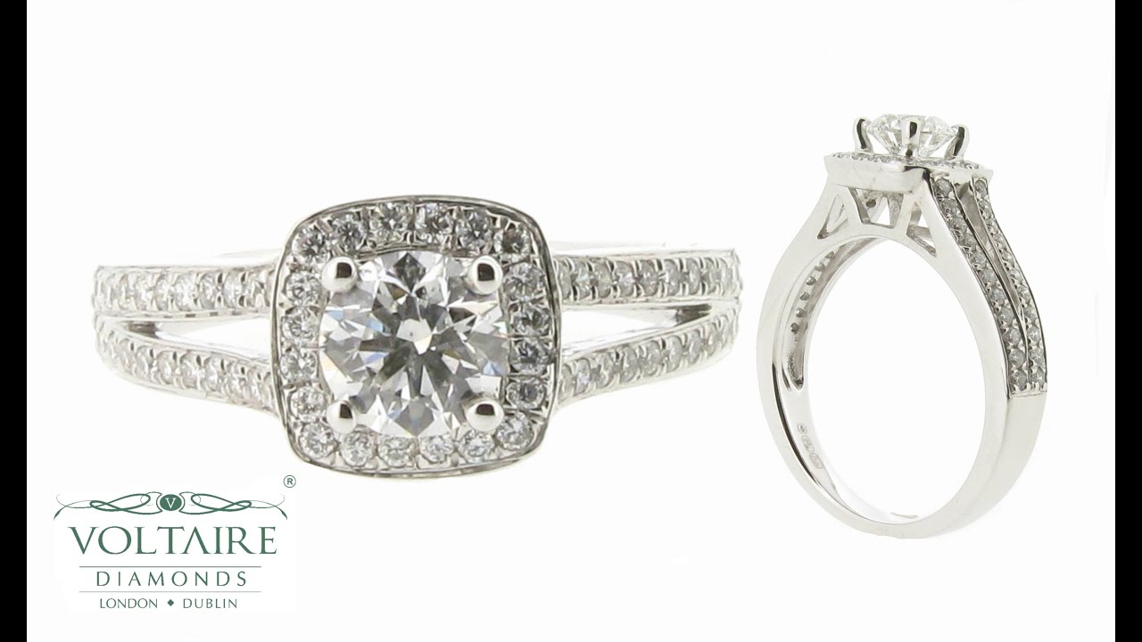Bespoke Halo Split Shoulder Engagement Ring - ER 1393 - YouTube