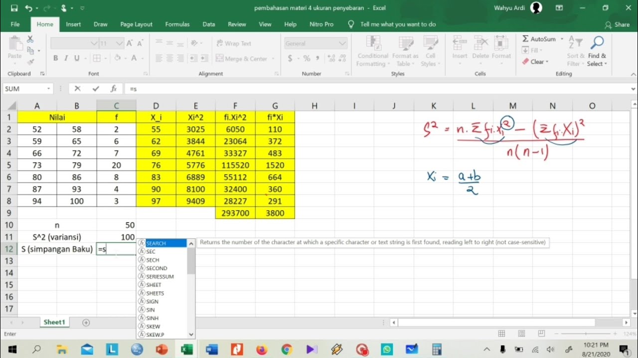 VARIANS & SIMPANGAN BAKU DATA TUNGGAL/DATA KELOMPOK (distribusi ...