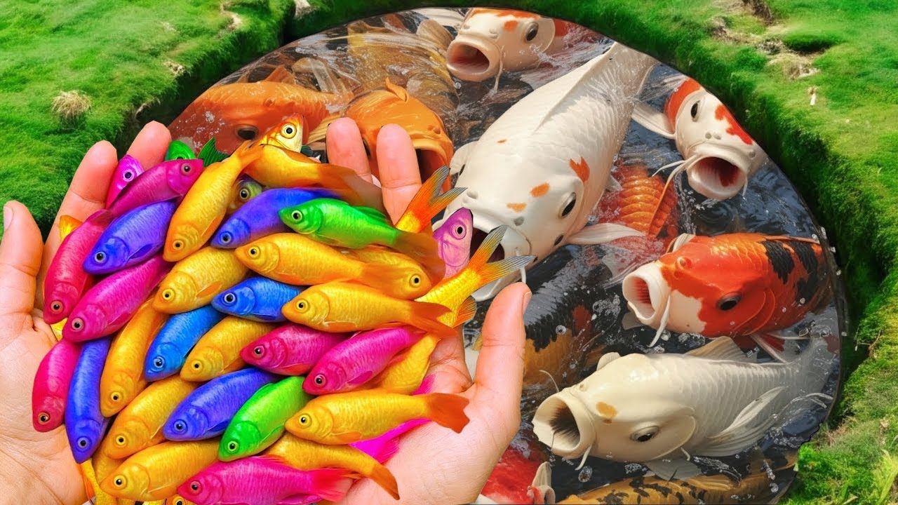 Go catch beautiful fish in small ponds, ornamental catfish, koi fish ...