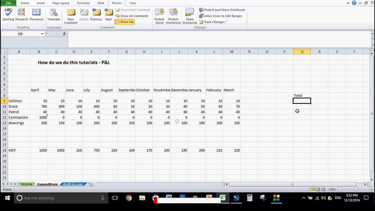 How to track finances and create a profit and loss spreadsheet - YouTube