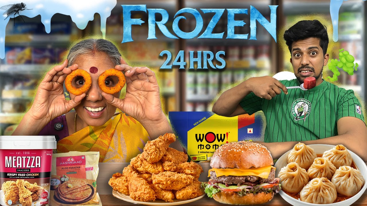 24 Hours Eating ONLY Frozen Foods |Ultimate Challenge - YouTube